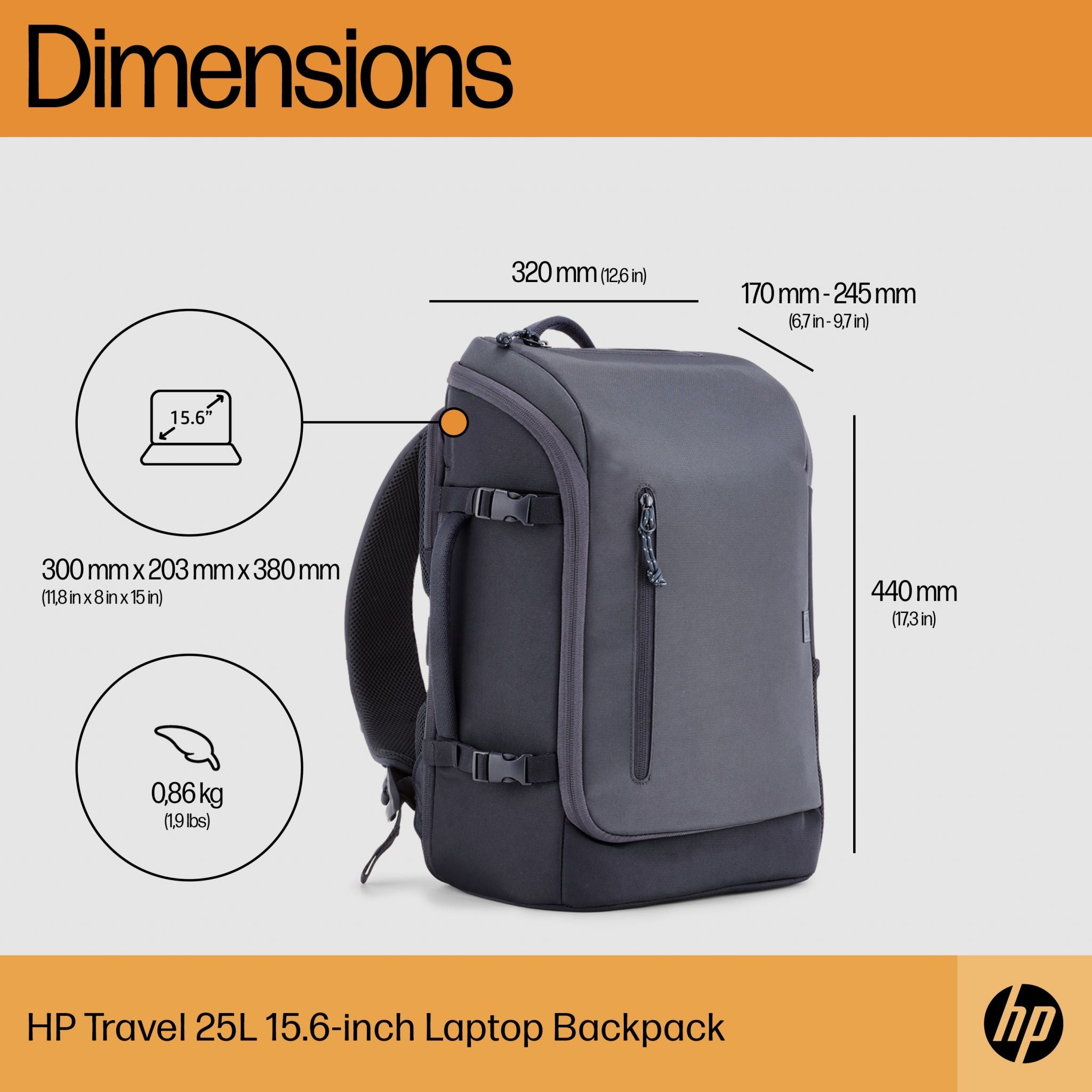 HP Travel 25 Liter 15.6 Iron Grey Laptop Backpack – Gotraka